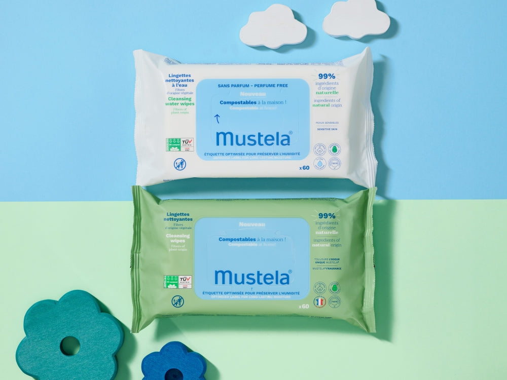 Lingettes nettoyantes compostables bébé | Mustela